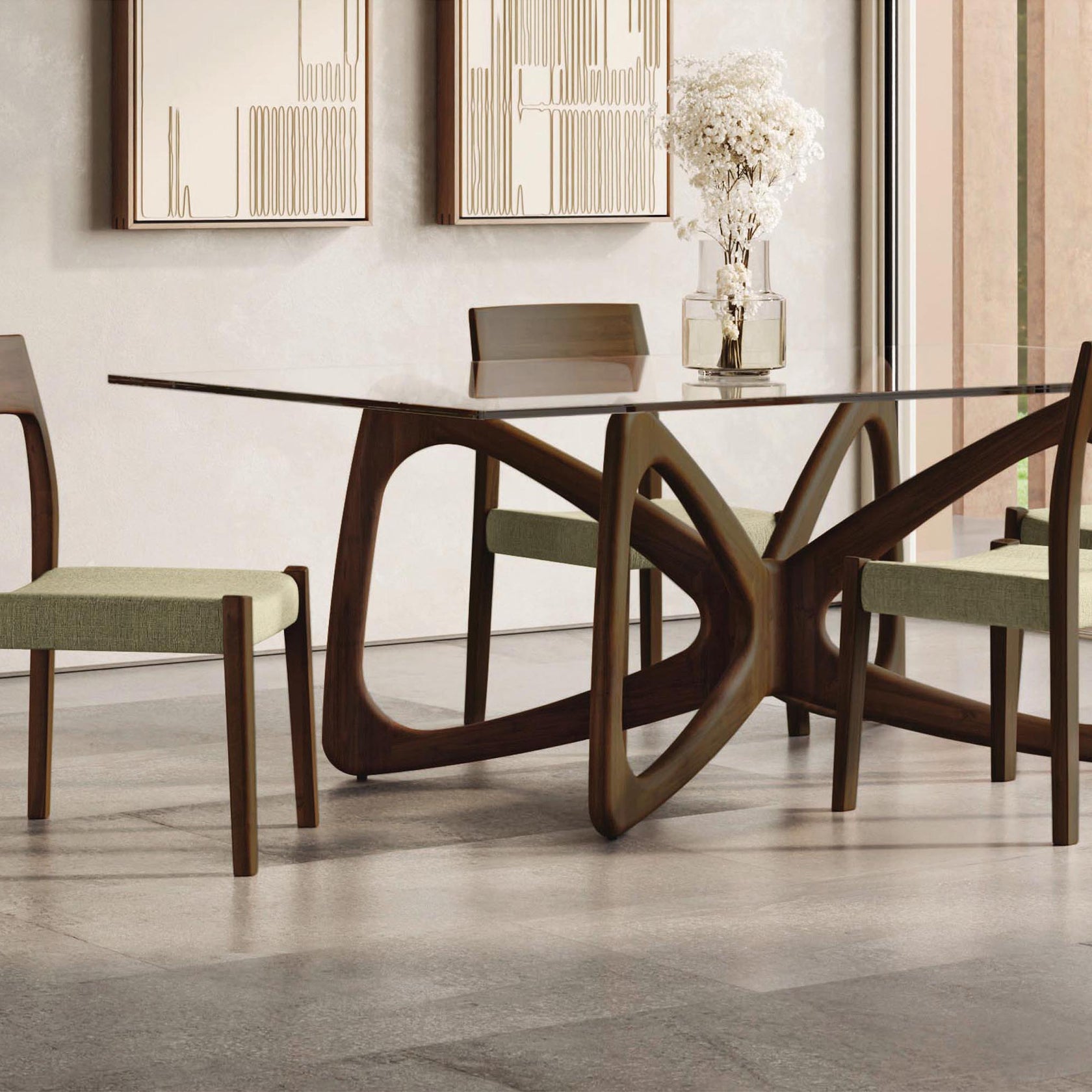 Butterfly Glass Top Dining Table – Vermont Woods Studios